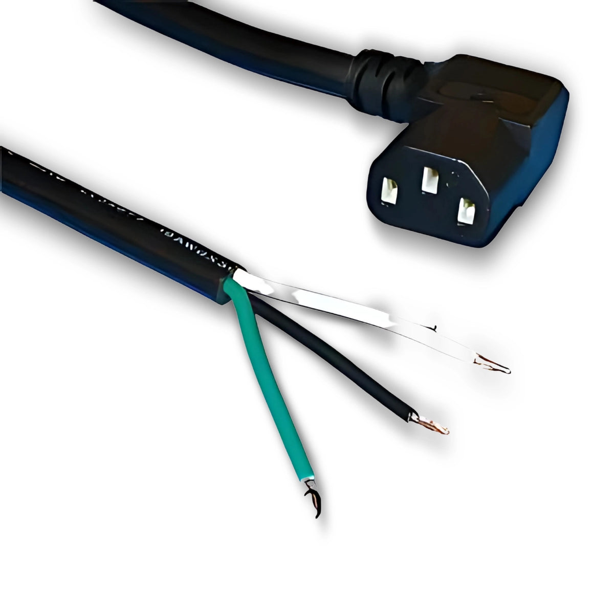 3FT 9IN Blunt Cut to IEC C13RA SJTOW Power Cord 18/3, 10A