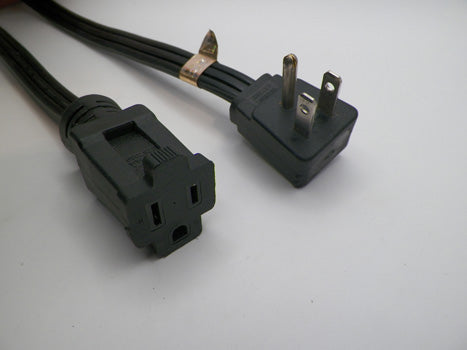 Americord: Nema 5-15P Right Angle to Nema 5-15R 9FT 14/3 SPT-3 NA Flat Extension Power Cord 18A 125V