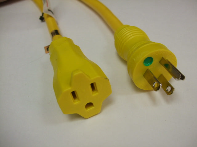 Americord: 25FT NEMA 5-15PH to NEMA 5-15R Yellow Extension Cord 12/3 ...